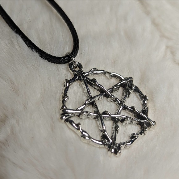 Handmade | Jewelry | Silver Witch Pentagram Star Stick Charm Rope ...